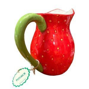 Home Essentials | Dining | Nwt Ceramic Strawberry Water Pitcher By Home ...